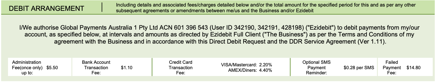 Types of Direct Debit forms