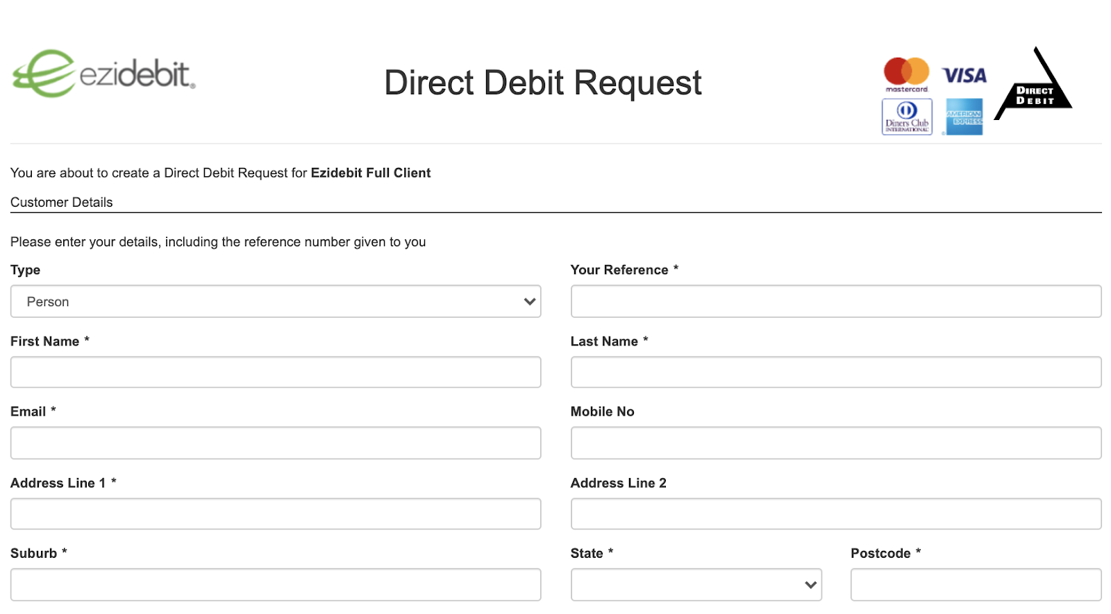 Types of Direct Debit forms