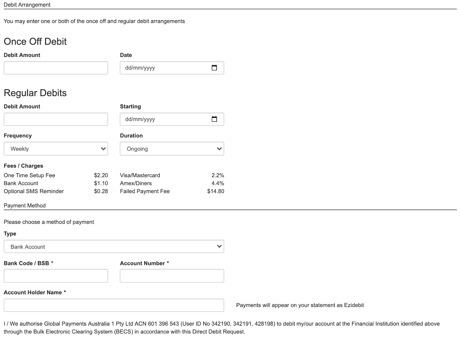 How to use the Direct Debit form (electronic & paper based)