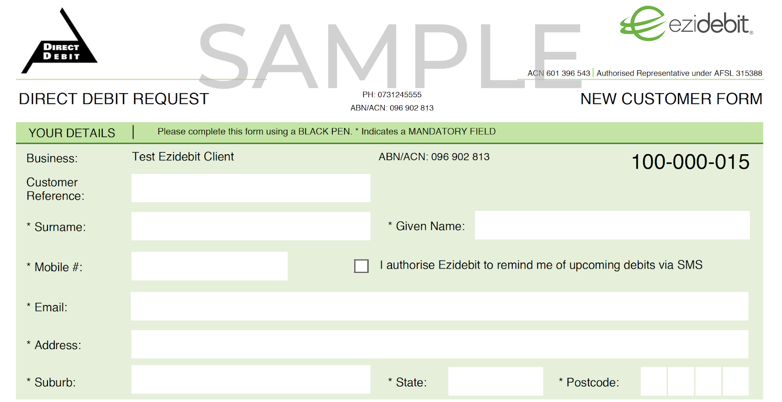 How to use the Direct Debit form (electronic & paper based)
